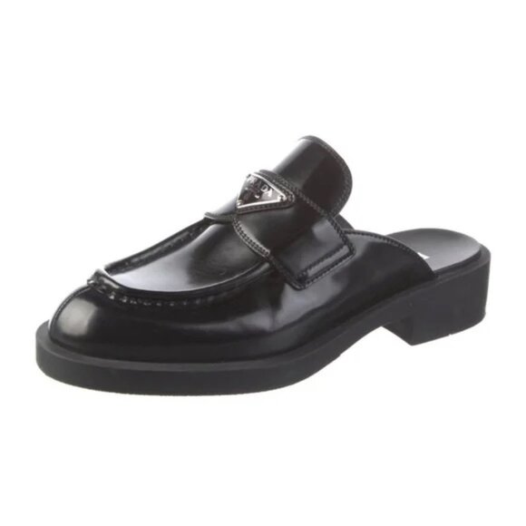 Prada | Shoes | Authentic Prada Brushed Leather Mule Black | Poshmark